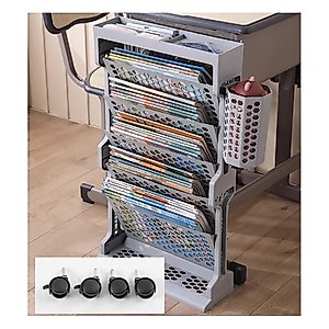 Atkits Rolling Book Shelf Organizer 6 Tier Movable Bookshelf Cart Magazine Rack Book Carts with Wheels for Bedroom Living Room Home School,Gray