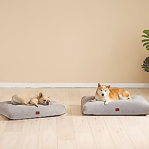 EHEYCIGA Shredded Memory Foam Dog Beds for Large Dogs, Waterproof Orthopedic Large Dog Bed for Crate with Washable Removable Cover, Pet Bed Dog Mattress Dog Pillow with Non-Slipped Bottom, Grey