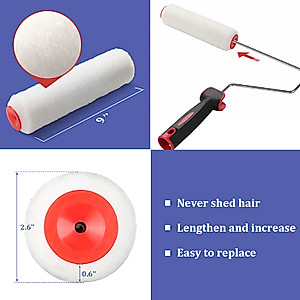 FLY HAWK Paint Roller,4 FT Brush kit Multi-Function Paint Roller kit with House Paint Roller Brush Stainless Steel Pole, New Splicing Rod, Mural Brush for Walls and Ceiling (White) (4 FT)