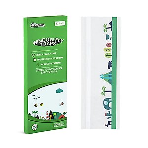 Garsum 32 Pack Window Fly Traps Indoor,Fly Paper Sticky Bug Strips, Glue Fly Catcher for Housefly, Ladybug