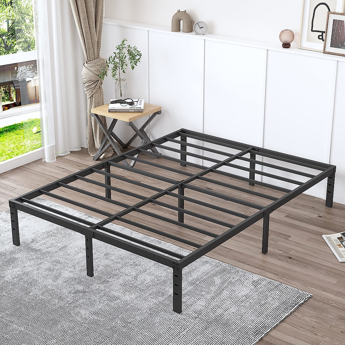 YUSENHEEI 14 Inch California King Size Bed Frame, No Box Spring Needed, Heavy Duty Metal Platform Bed Frame with Large Underbed Storage Space, Noise Free, Easy Assembly, Black