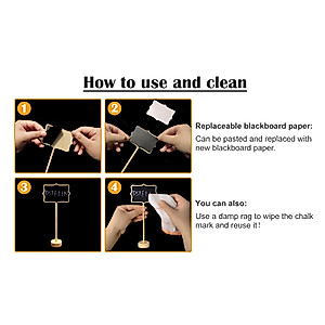 15 Pack Wood Mini Chalkboard Signs (Water-Based Chalk and Replacement Stickers Are Included) Small Rectangle Chalkboards Blackboard for Weddings, Message Board Signs and Special Event Decorations