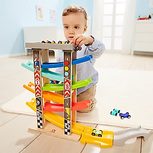 TOP BRIGHT Wooden Car Ramp Race Track Toy Toddler Car Playset Replacement Cars 12 Pack