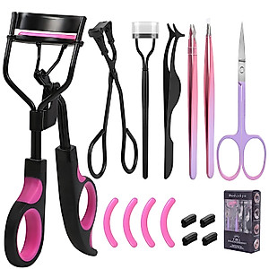 Eyelash Curler Eye Brow Kit, MODUSKYE 7 in 1 Eyelashes Curler with Replacement Refill Pads for Women, Partial Lash Curler Eyes Makeup Tools Long-Lasting Natural Lashes