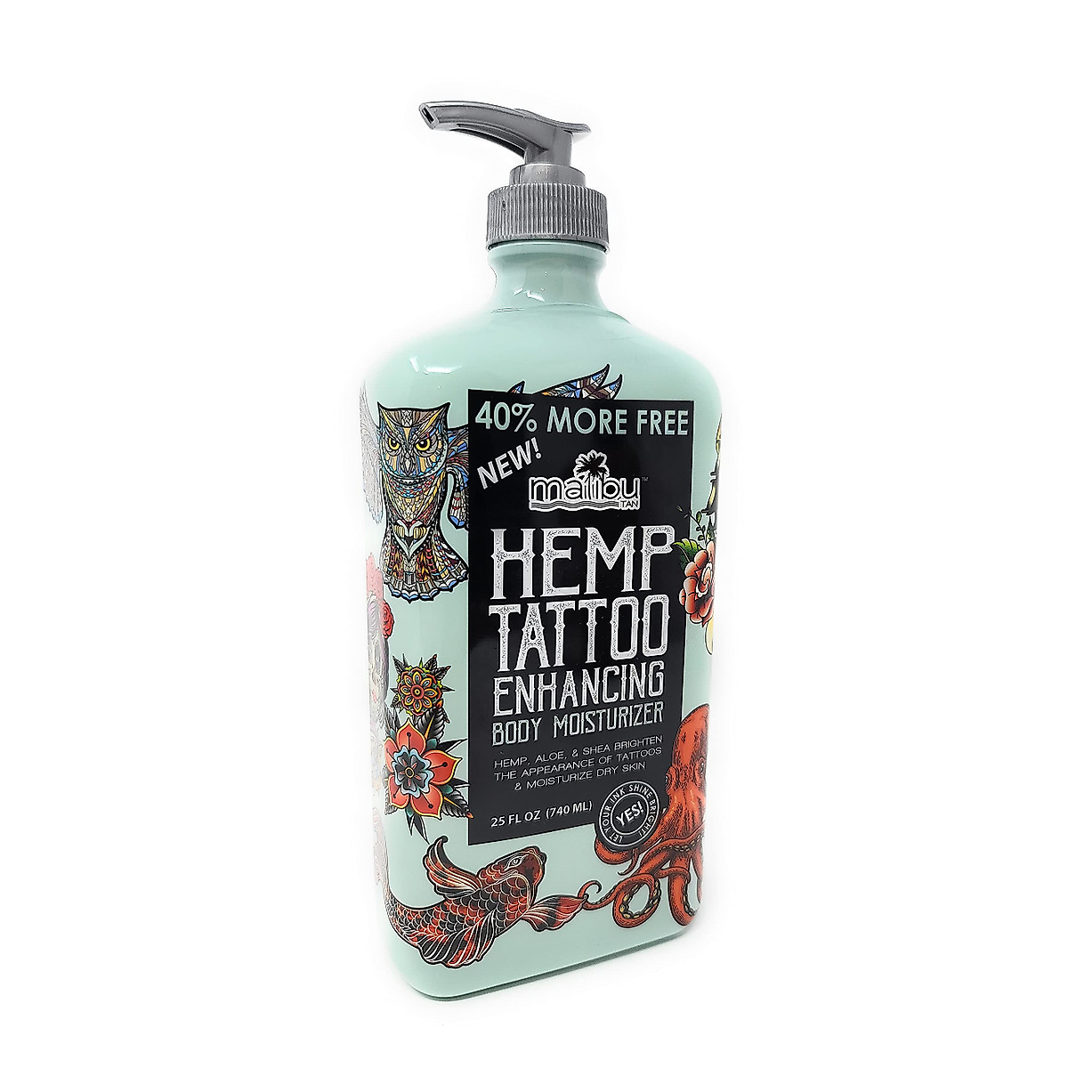 Bundle Of Malibu Moisturizer 40% More Free: Malibu Hemp Tattoo Enhancing Body Moisturizer 25 FL OZ & Malibu Hemp Golden Glow 25.4 FL OZ