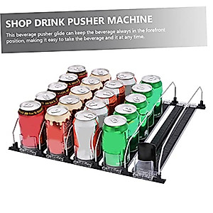 DOITOOL Beverage Organizer Glide Refrigerator Organizer Freezer Organizer Drink Manager Plastic Automatic Black Vending Machine Plastic Organizer Drink Sliding Organizer