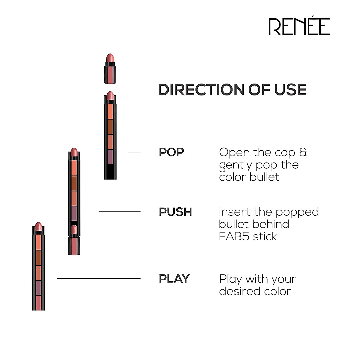 RENEE Fab 5 Nude 5-in-1 Lipstick, 7.5gm