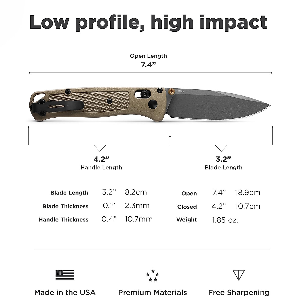 Benchmade - Bugout 535 EDC Knife with Ranger Green Grivory Handle (535GRY-1)