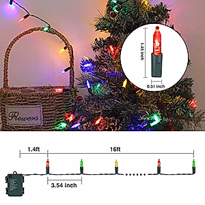 CREPRO 2 Pack Christmas String Lights, 16 FT 50 LED Battery Operated String Lights Waterproof Mini Christmas Lights Outdoor and Indoor for Xmas Tree Garden Yard Home Wedding Party Patio