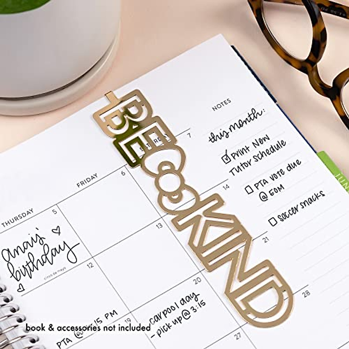 Hello Kitty “Be Kind” Theme Gold Plated Metal Bookmark Clip - Book Marker to Mark Your Page & Keep Your Place. Bookmark by Hello Kitty x Erin Condren.