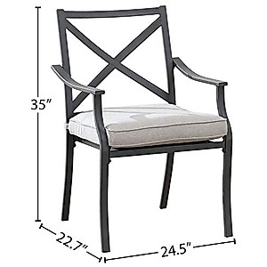 Amazon Brand - Ravenna Home Archer Steel-Framed Outdoor Patio Dining Chairs, Set of 2, 35"H, Gray
