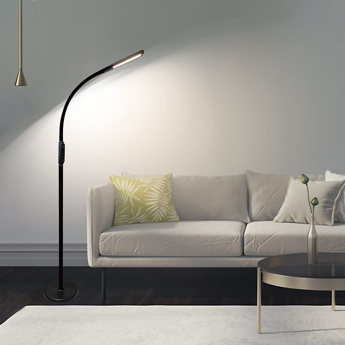 KOZIS LED Floor Lamp FL01B | 1800 Lux Dimmable | 44" - 76" Height Range Customizable | 60 Min Timer, Black