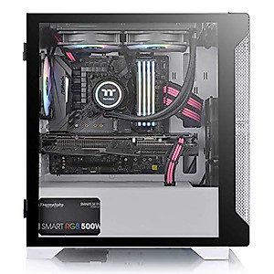 Thermaltake S100 Tempered Glass Snow Edition Micro-ATX mini-Tower Computer Case with 120mm Rear Fan Pre-Installed CA-1Q9-00S6WN-00, White