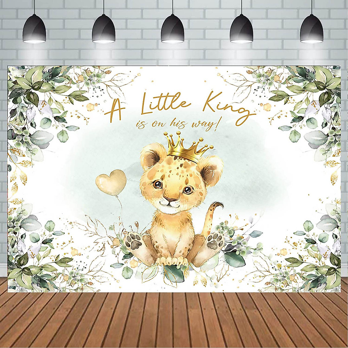 MAYSSKQ Lion Baby Shower Backdrop Safari Wild Green Leaves Baby Shower Background We are Roaring with Excitement Lion Baby Shower Backdrops Cake Table Decorations (7x5ft)