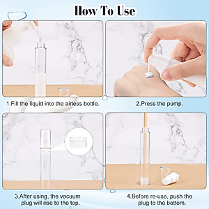 20Pcs 15ml/0.5oz Airless Pump Bottle Refillable Plastic Airless Vacuum Dispenser Portable Clear Cosmetic Sample Vial Container Jars for Lotion Emulsion Toiletries Liquid Foundation
