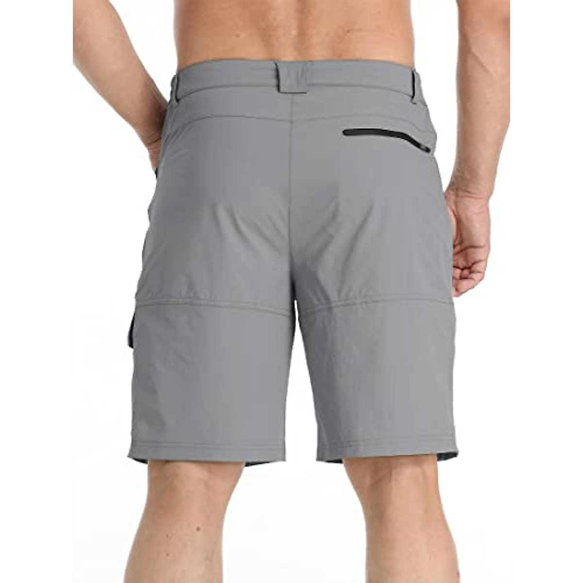 TACVASEN Men's Summer Outdoor Shorts Quick Dry Cargo Casual Shorts Light Grey, 38