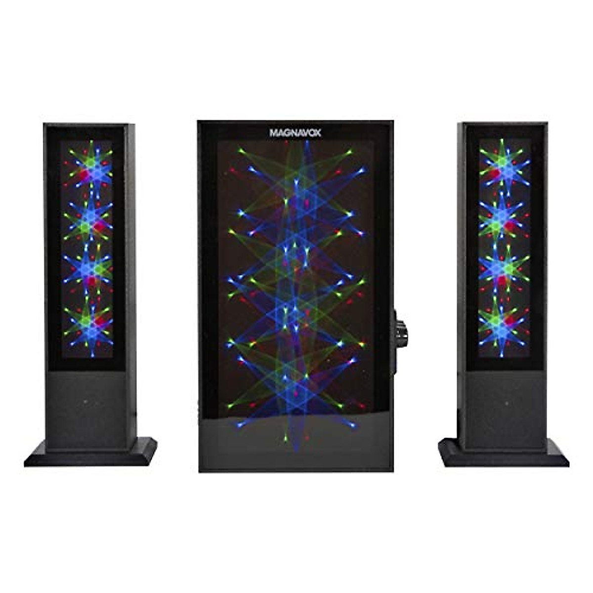Magnavox MHT990 2.1 Home Entertainment System with Bluetooth Wireless Technology and Color Changing Lights in Black | AUX Port | Subwoofer with 2 Speakers | Pulsing Lights |