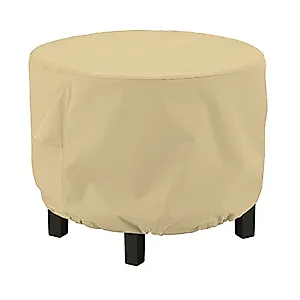 Classic Accessories Terrazzo Water-Resistant 30 Inch Round Ottoman/Coffee Table Cover, Outdoor Table Cover, Sand