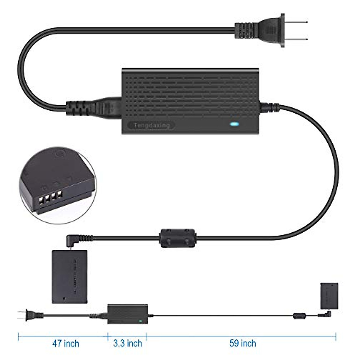 Tengdaxing ACK-E12 Power Adapter LP-E12 Wired Dummy Battery Kit for Canon EOS M200, M50, M10, M50 Mark ii, M100, EOS M, EOS M2, Kiss M, M2 Cameras
