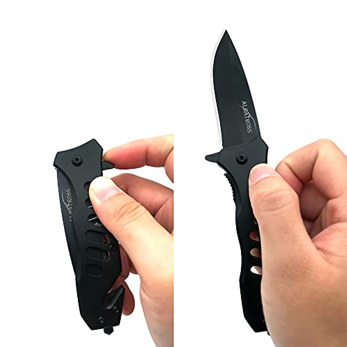 ALBATROSS EDC Cool Sharp Tactical Folding Pocket Knife,SpeedSafe Spring Assisted Opening Knifes with Liner Lock,Pocketclip,Glass Breaker,Seatbelt Cutter