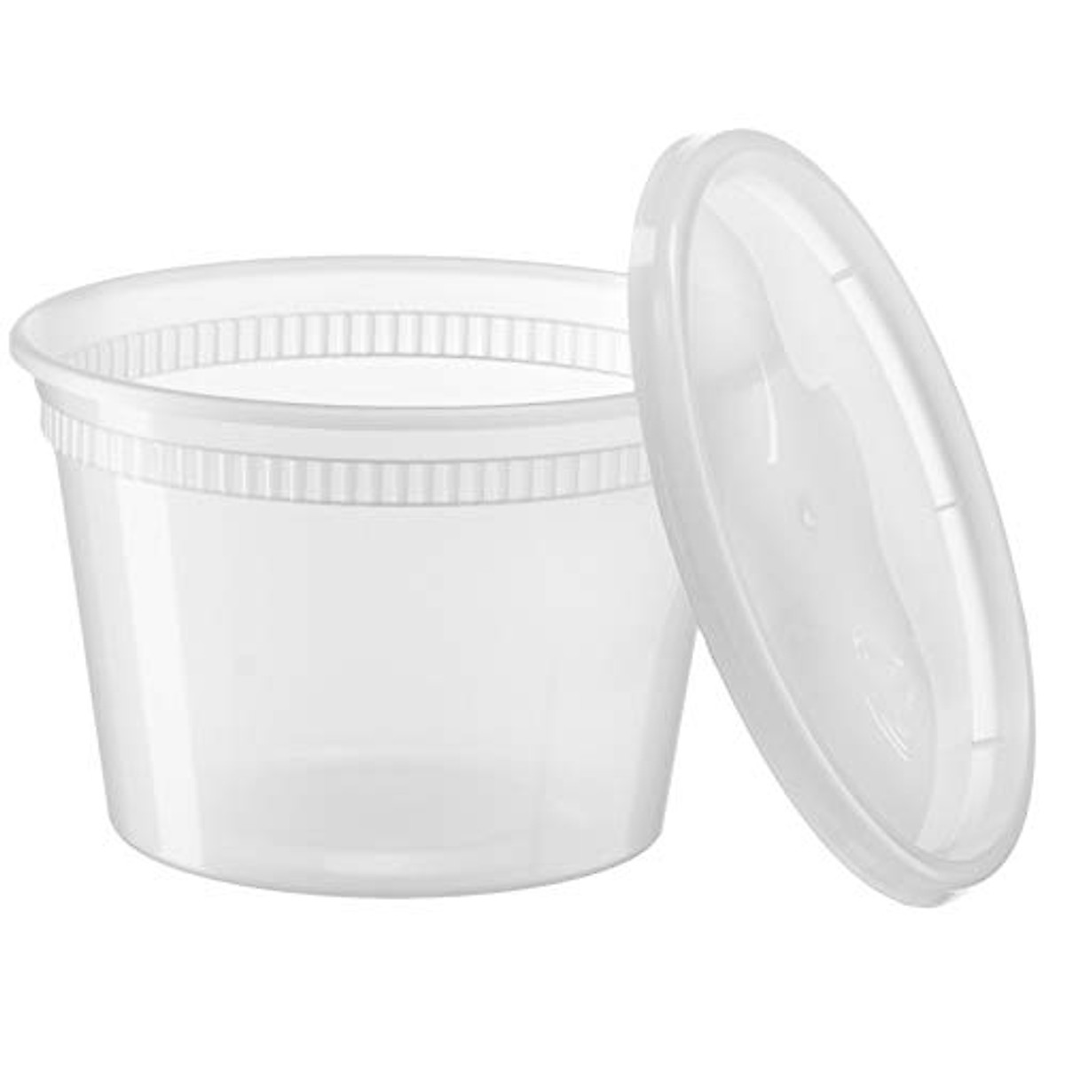 Basix [24 Count 16 Oz Combo] Disposable plastic Deli Food Storage Containers With Plastic Lids, Leakproof, Great For Meal Prep, Picnic, Take Out, traveling, Fruits, Snack, or Liquids