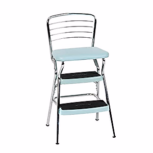 COSCO 11140TEA1E Stylaire Chair and Step Stool, 17.72"D x 17.52"W x 33.86"H, Teal