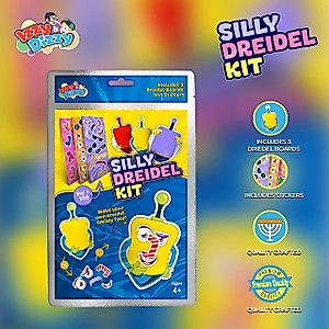 Izzy 'n' Dizzy Silly Dreidels - Includes 3 Dreidels Boards and Stickers - Hanukkah Arts and Crafts - Gifts and Games