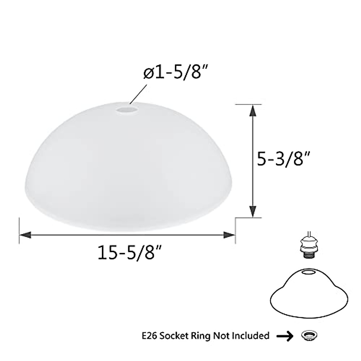 Aspen Creative Frosted 23098-01 Transitional Style Replacement Torchiere Glass Shade, 5-3/8" high x 15-5/8" Diameter