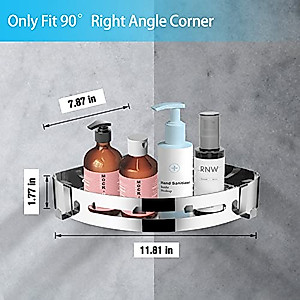 WWW Corner Shower Caddy, Adhesive Stainless Steel Shower Shelves Shower Organizer Corner with 2 Hooks for Washroom Bathroom Kitchen