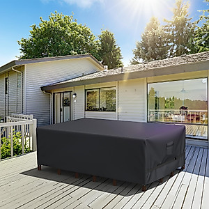 BROSYDA Upgraded Patio Furniture Set Cover, Improved Heavy Duty Waterproof Outdoor Furniture Covers Outdoor Couch Cover Table and Chair Cover with Adjustable Straps, 108"L ×82" D×28" H, Back