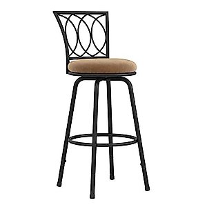 DHP Alfie Upholstered Seat Swivel, Tan Microfiber, Set of 3 Barstool
