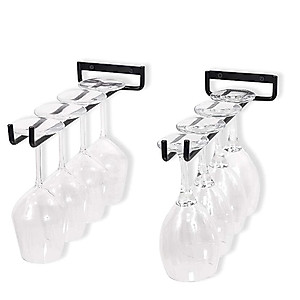 Hoshen 2PCS 11.8 In/30CM Single Row Goblet Wine G lass Holder, With Screws, Wall-Mounted Wine Glass Holder Storage, Bar Kitchen Household Hanging Cup Holder, Under the Cabinet