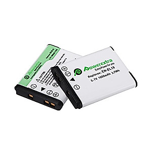 Powerextra 2 x EN-EL19 Batteries Compatible with Nikon Coolpix W150 S32 S100 S2800 S3200 S3300 S3500 S3600 S4100 S4200 S4300 S5200 S5300 S6500 S6600 S6800 S6900 S7000 as Sony NP-BJ1 DSC-RX0