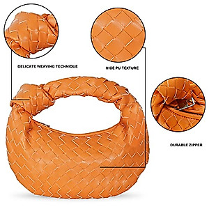 Women Shoulder Bags, Cute Hobo Tote Handbag Mini Clutch Purse Leather Woven HandBag Dumpling Shoulder Bag with Zipper Closure