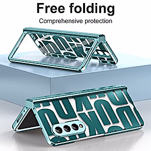 Compatible with Samsung Z Fold4 Phone Case with Built-in Screen Protector | Hinge Protection | Full Body Ultra-Thin Anti-Scratches Shockproof Protective Cover for Samsung Galaxy Z Fold 4 5G, Green