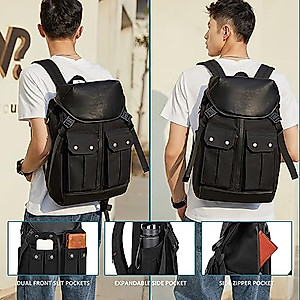 EYAMU Travel laptop backpack, Vintage Backpack,Carry on backpack,waterproof backpack,College Backpack,Fits 15.6 Inch Laptop, Men & Women (Black)