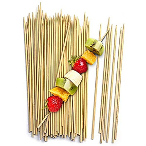 [200 Pack] 8" Bamboo Skewers BBQ Sticks for Shish Kabob, Fondue, Satay, Outdoor Grilling, Marshmallow, Appetizer, Fruit, Corn, Chocolate Fountain, Cocktail