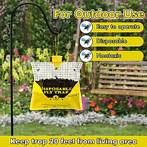 Glovv Fly Traps Outdoor Hanging, 8 Natural Pre-Baited Fly Hunter Stable Horse Ranch Fly Trap, Mosquito Fly Bags Outdoor Disposable Catchers Killer Repellent for Barn Farm Patio & Camping