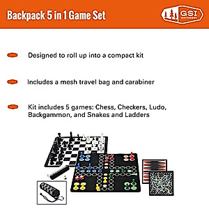 Outside Inside Backpack 5-in-1 Board Games | Compact, Foldable, Magnetic, Travel Size for Camping and Travel