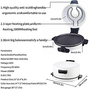Electric Pizza Maker, 1800W Indoor Portable Pizza Oven, 12 Inch / 30cm Non-Stick Cooking Plate, Power Ready And Indicator Lights, Energy Efficient, for Crepe Pancake Omelette Nachos