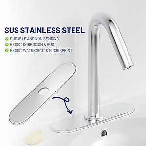 BWE Kitchen/Bathroom Faucet 1 or 3 Hole Chrome Deck Plate, Stainless Steel, Polished, 10 Inch Oversized Base, Vessel Vanity Faucet Cover