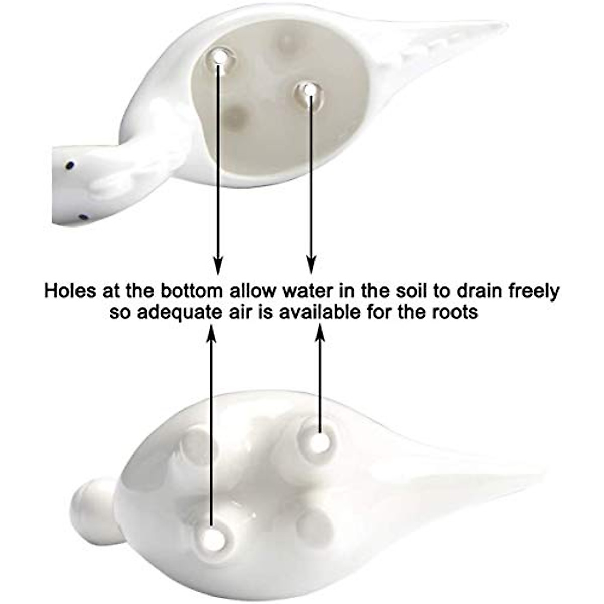 Hica Ceramic Plant Pot Dinosaur Shaped with Tray White Creative Flower Pot for Succulents Plants Multipurpose Vase Home Garden Decor (White)