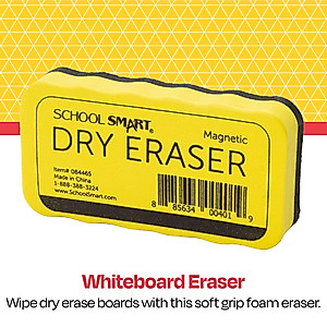 School Smart Magnetic Whiteboard Dry Eraser, 2 x 4 Inches - 084465