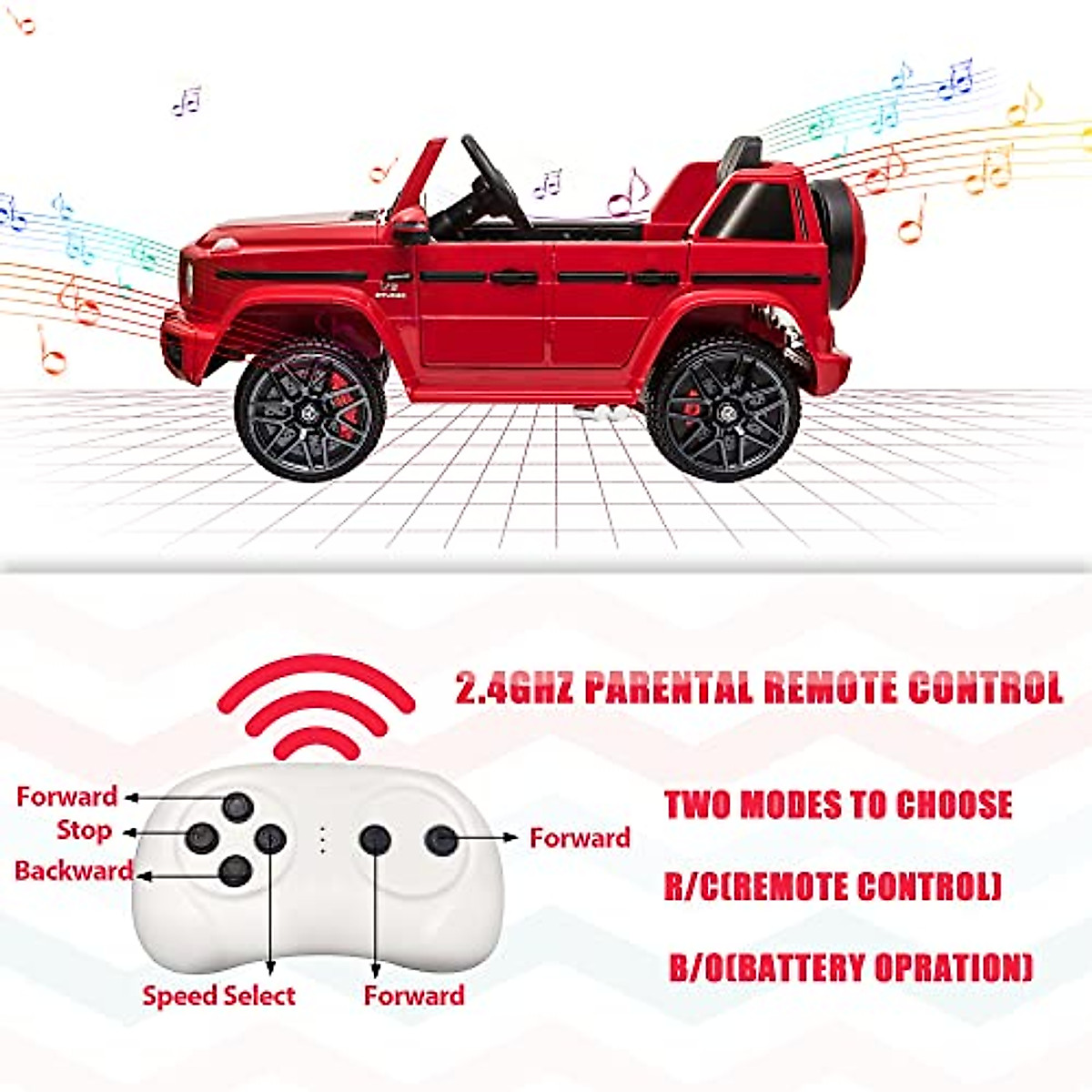 TOBBI 12V Kids Ride On Car, Licensed Mercedes Benz G63 Electric Car for Kids, Kids' Electric Vehicle Car with Remote Control, Openable Doors/Spring Suspension System/Music's Play & Led Lights-Red