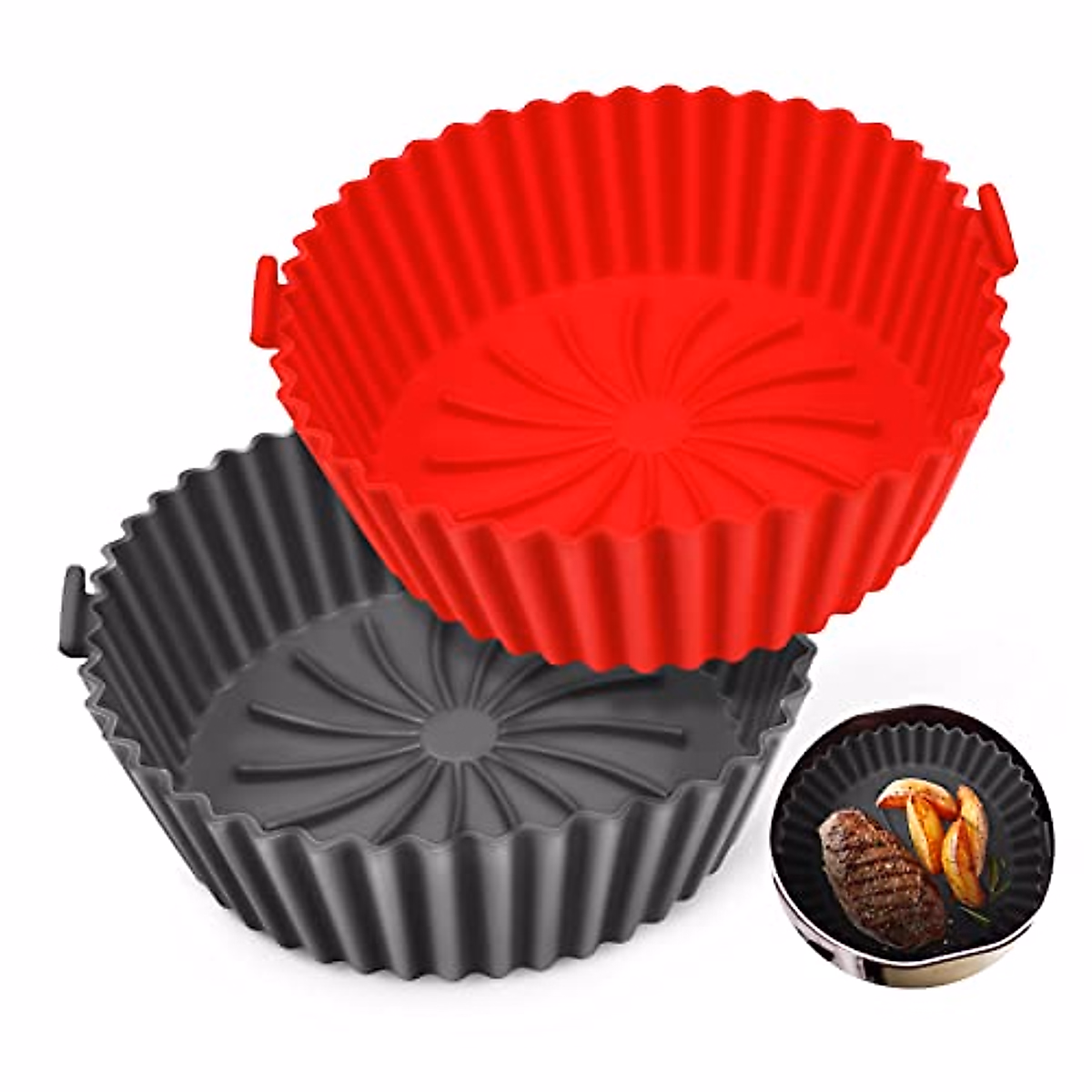 KICHOUSE 2pcs Fryer Pad Nonstick Bakeware Toaster Air Fryer Resin Tray Oven Pot Oven Baking Pan Reusable Air Fryers Pot Pot for Air Fryer Air Fryer Baking Pot Air Fryer Baking Pads Steamer