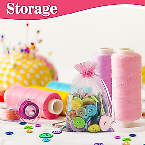 Sukh 100 Pink Organza Bags 4"x6" - Small Organza Sachet Jewelry Gift Favor Bags Drawstring Mesh Bags Gifts Valentines Wedding Eve Christmas Wrap