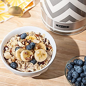 BELLA Electric Kettle & Tea Pot - Ceramic Water Heater with Detachable Swivel Base, Auto Shut Off & Boil Dry Protection, 1.5 Liter, Silver Chevron