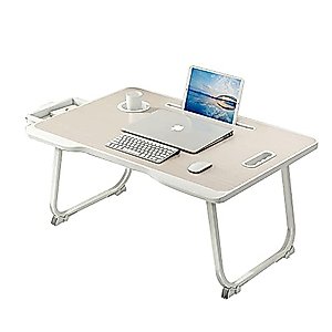Laptop Desk for Bed Foldable,Asltoy Lap Desk with Drawer,Laptop Bed Tray Table Adjustable,Notebook Desk Laptop Table for Bed Portable Lap Bed Tray Tablet Desk for Couch Floor with Cup Slot (Beige)