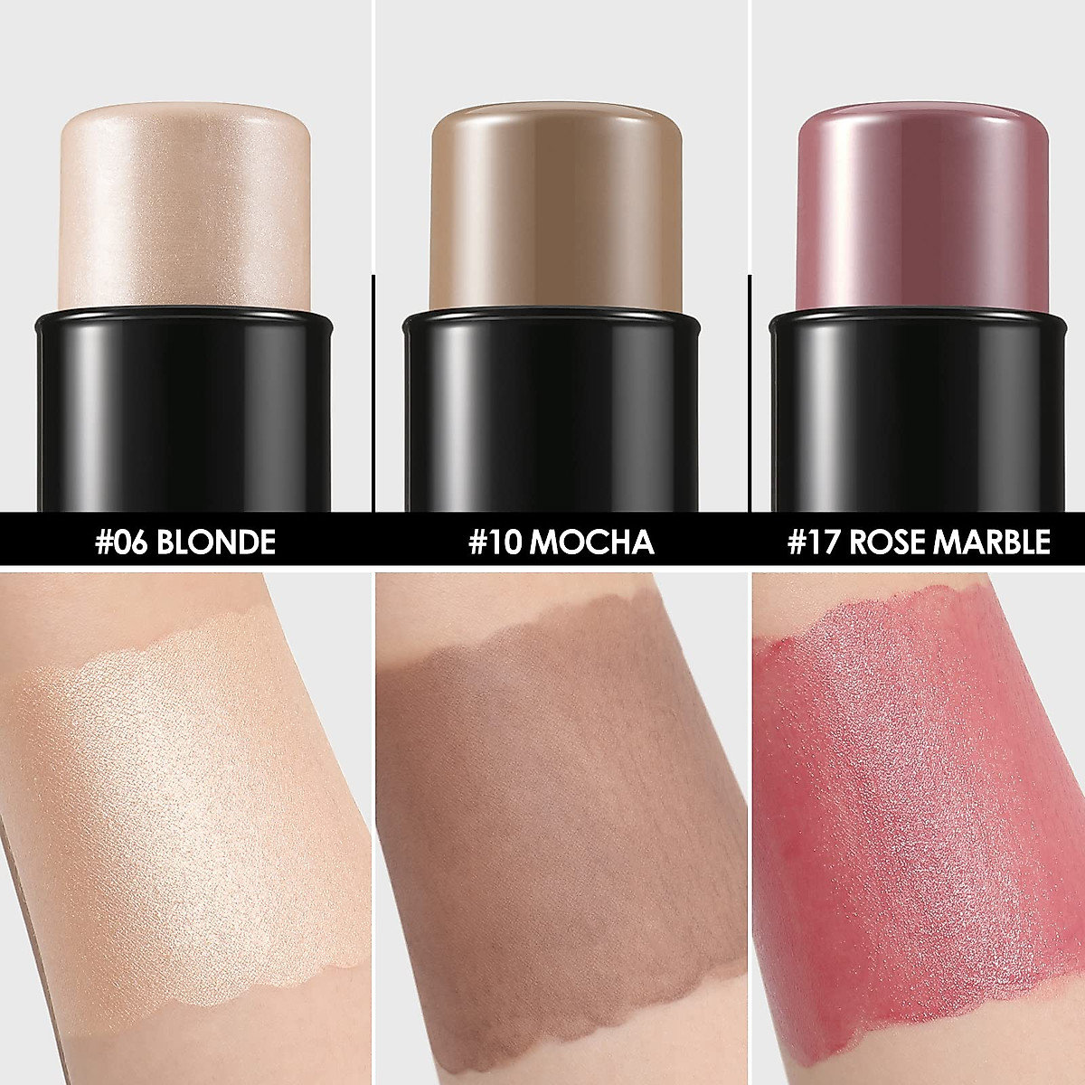 FOCALLURE 3 Pcs Cream Contour Sticks,Shades with Highlighter & Bronzer & Blush,Non-greasy Long-wear Face Contouring Pen,Easy to Sculpt the Face and Create a Lightweight Finishing Makeup,LIGHT-MEDIUM