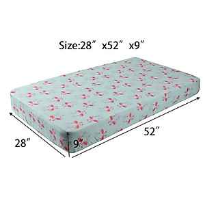 Tontukatu Stretchy Fitted Crib Sheets Set 2 Pack Portable Crib Mattress Topper for Baby Girl Boy,Ultra Soft Jersey Knit,Full Standard Flamingo Elephant Horse Lt Green Pink